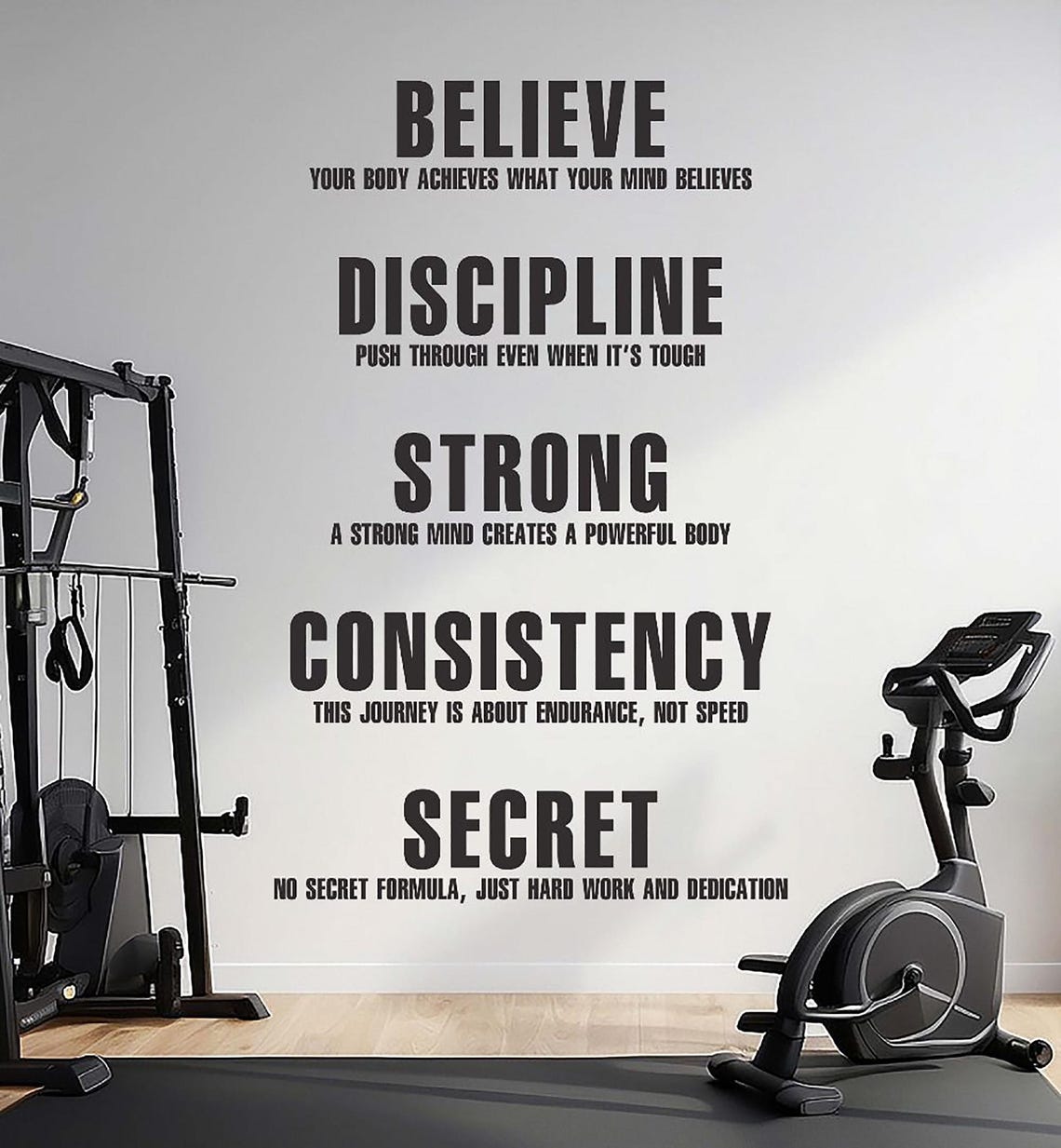 Motivational Quote Wall Decal Fitness Wall Sticker Gym Quote Wall Art ...