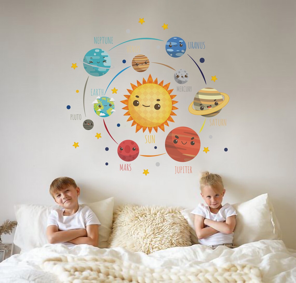 Solar System Wall Decal Space Planet Wall Art Rocket Kids Bedroom Boy ...
