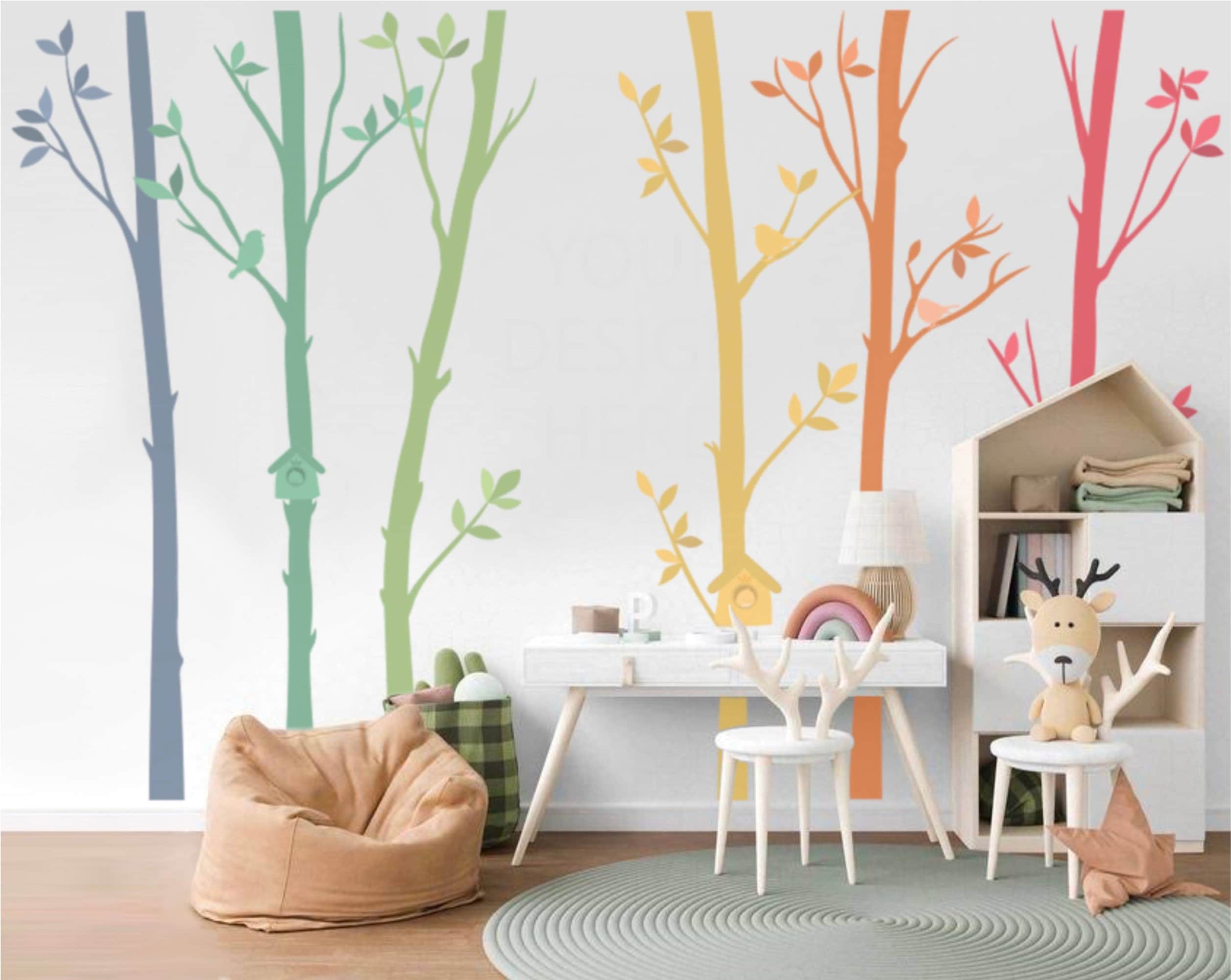 Removable Colorful Forest Tree Wall Decal Colorful Tree Wall Sticker ...
