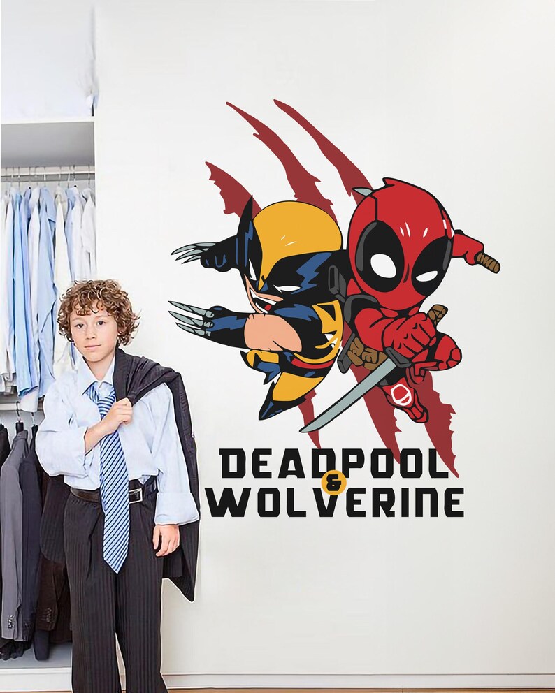 Superhero Wall Decal Dead Pool Wall Art Deadpool Wall Sticker Wolverine ...