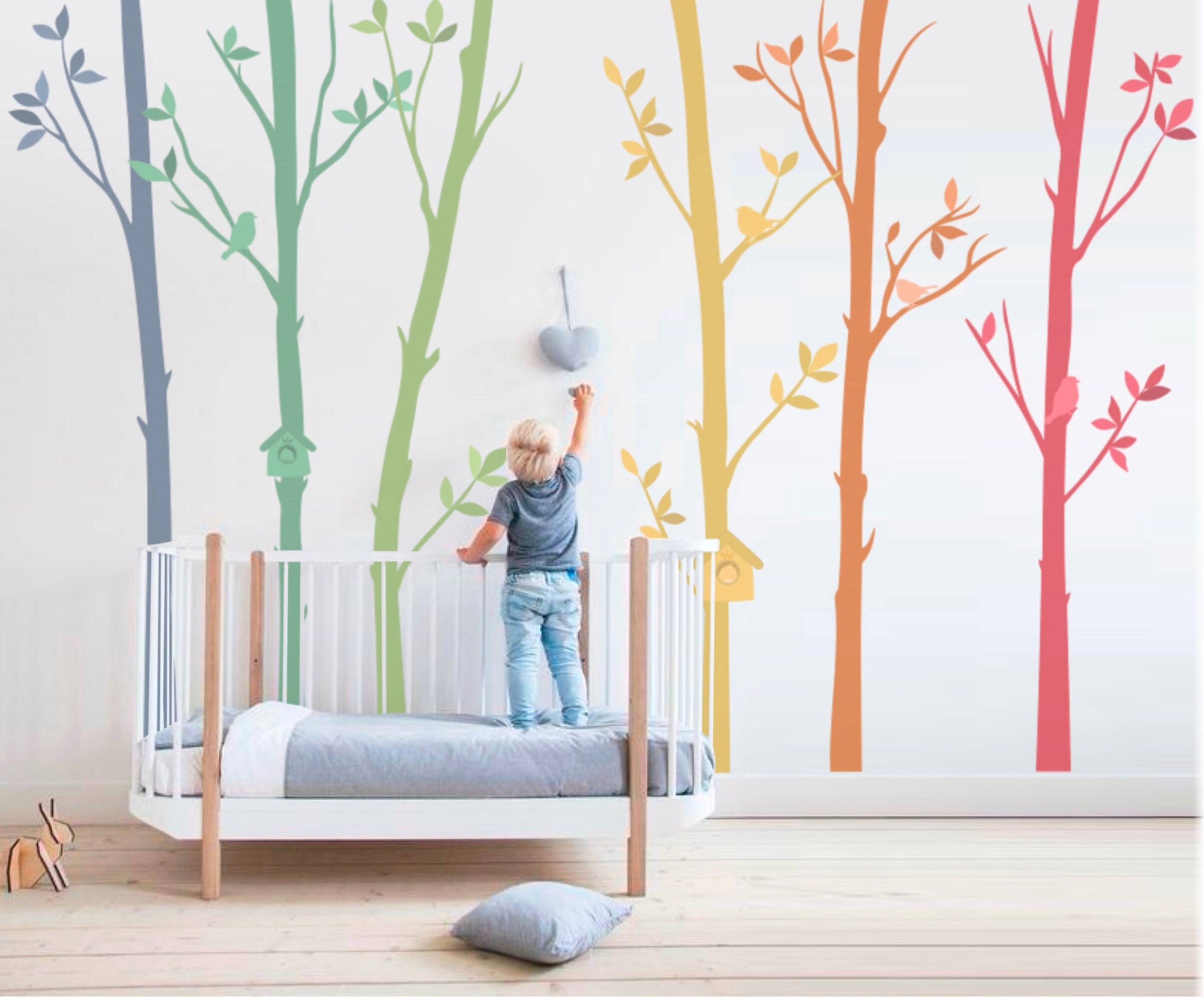 Removable Colorful Forest Tree Wall Decal Colorful Tree Wall Sticker ...