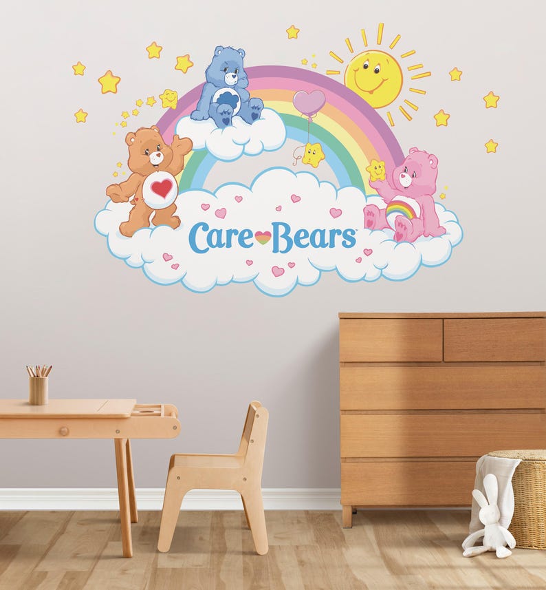 Removable Care Bear Wall Decal Pink Bear Wall Art Tender Heart Bear ...