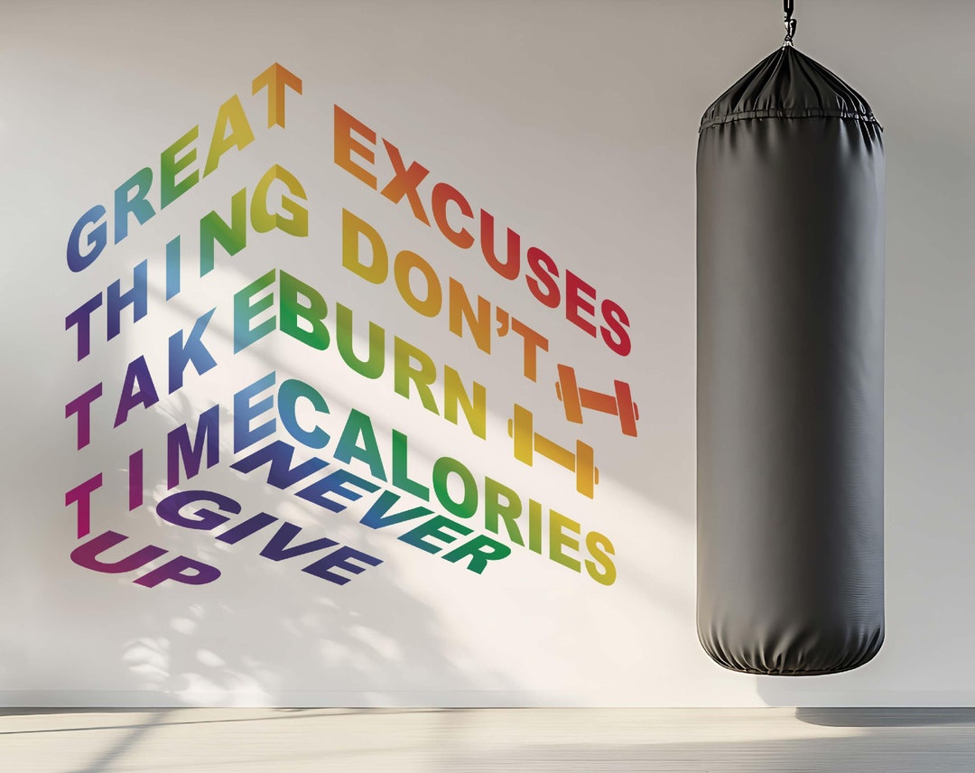 Fitness Quotes Wall Decal Gym Quote Wall Sticker Motivational Quotes ...