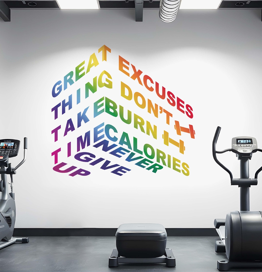 Fitness Quotes Wall Decal Gym Quote Wall Sticker Motivational Quotes ...