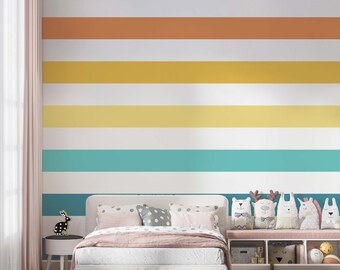 Colorful Stripe Wall Decal Rainbow Strip Wall Art Color Stripe Wall ...