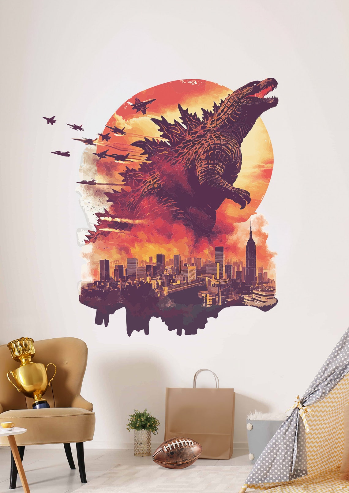 Removable Godzilla Wall Decal Kong Wall Sticker Monster Wall Mural ...