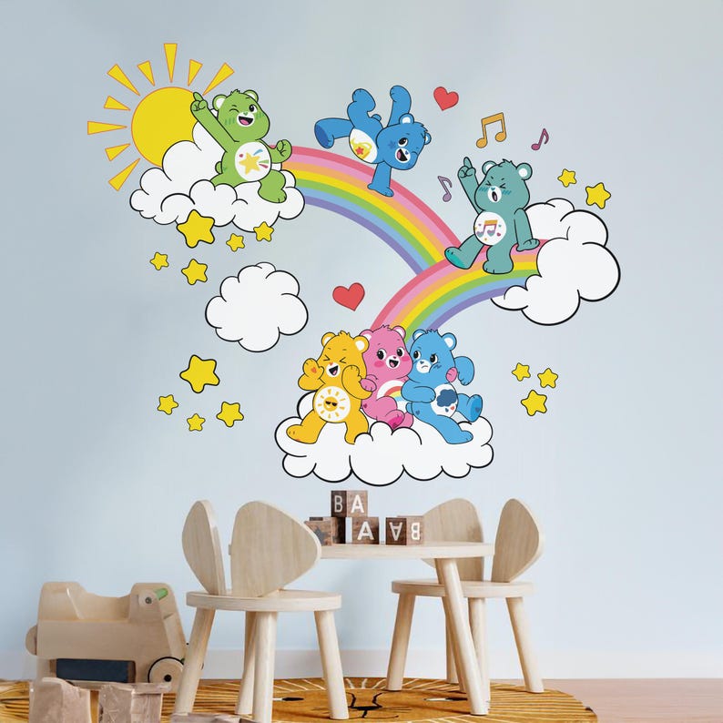Removable Care Bear Wall Decal Pink Bear Wall Art Funshine Bear Wall ...