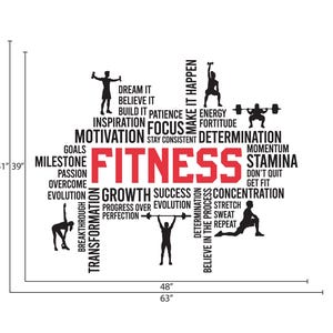 Fitness Vinyl Sticker Gym Wall Decal Inspirational Words Gym Decal ...