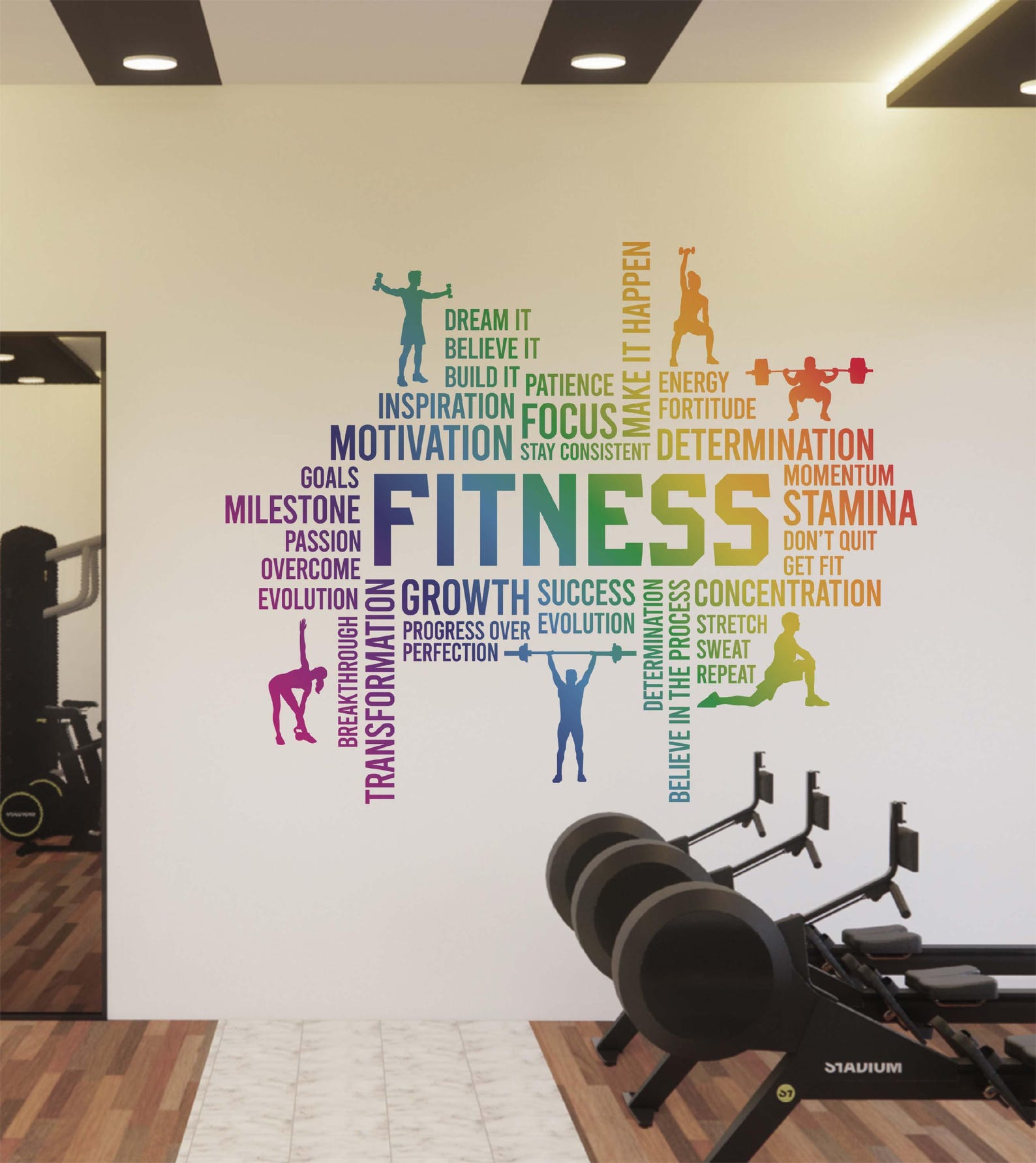 Fitness Quote Wall Decal Gym Wall Sticker Inspirational Word Fitness ...