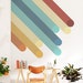 Retro Stripe Wall Decal Colorful Strips Wall Art Round Bar Wall Sticker ...