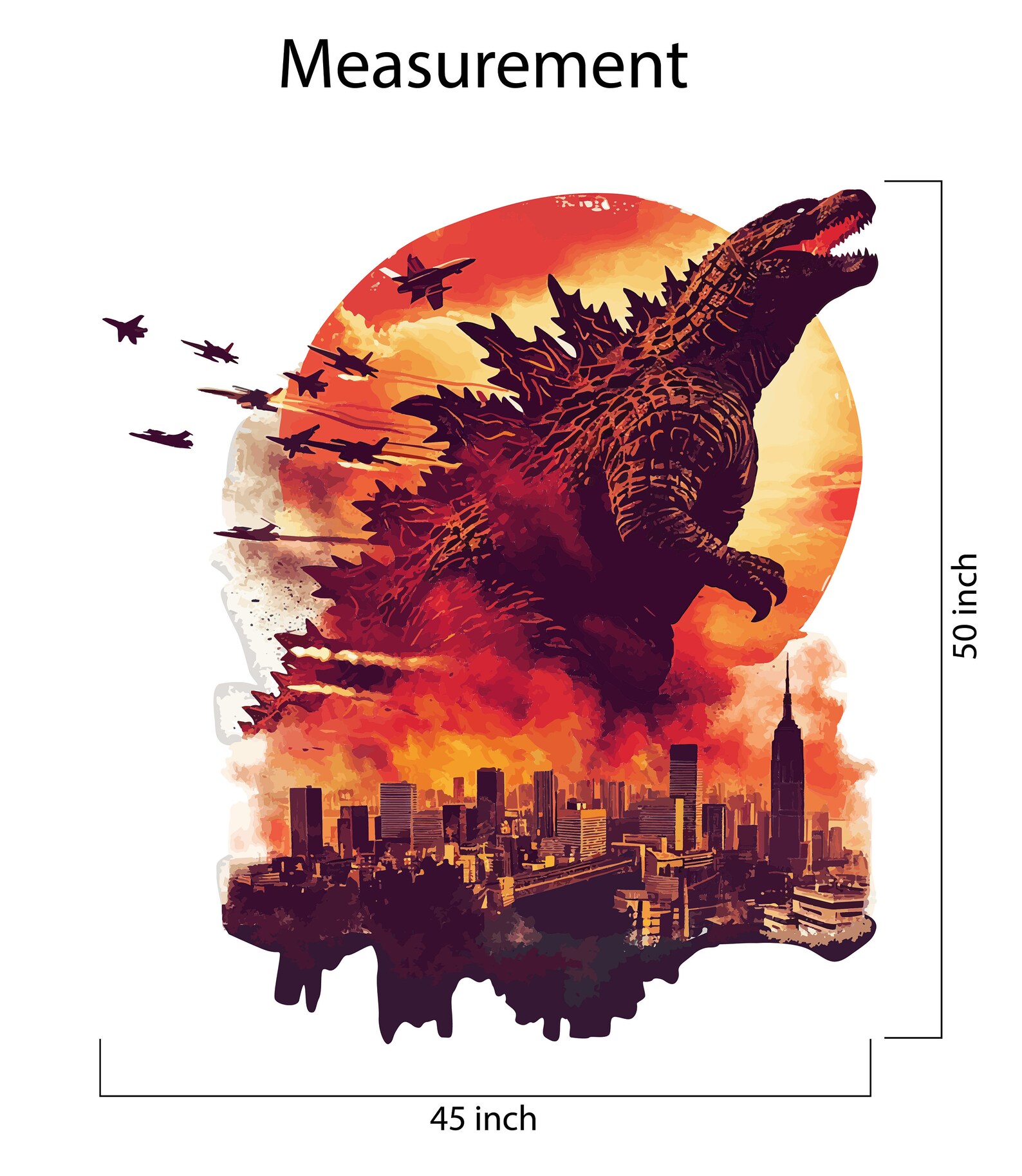 Removable Godzilla Wall Decal Kong Wall Sticker Monster Wall Mural ...