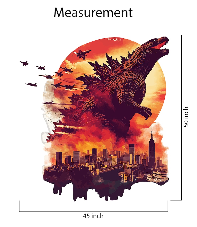 Removable Godzilla Wall Decal Kong Wall Sticker Monster Wall Mural ...