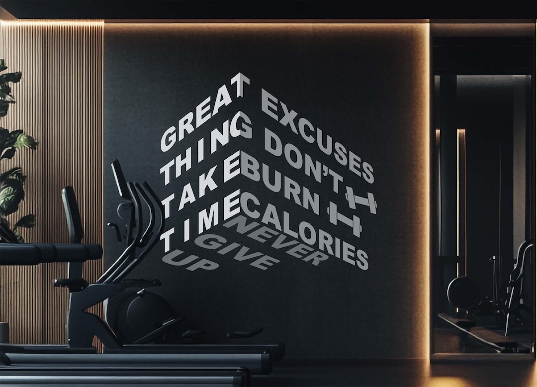 Fitness Gym Wall Decal Motivation Quote Wall Art Gym Wall Sticker Big ...