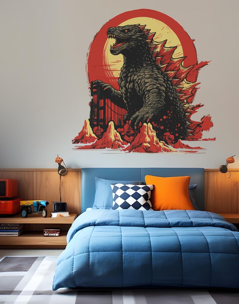 Godzilla Wall Decal Kaiju Wall Art Godzilla Wall Art Japan Monster Wall ...