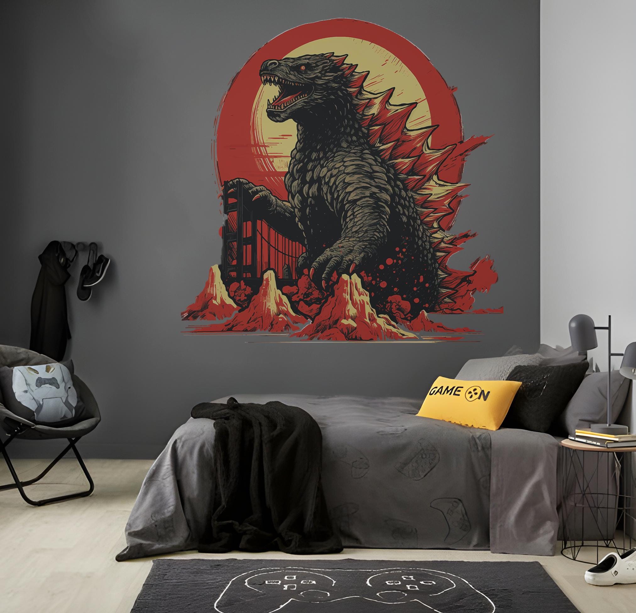 Godzilla Wall Decal Kaiju Wall Art Godzilla Wall Art Japan Monster Wall ...