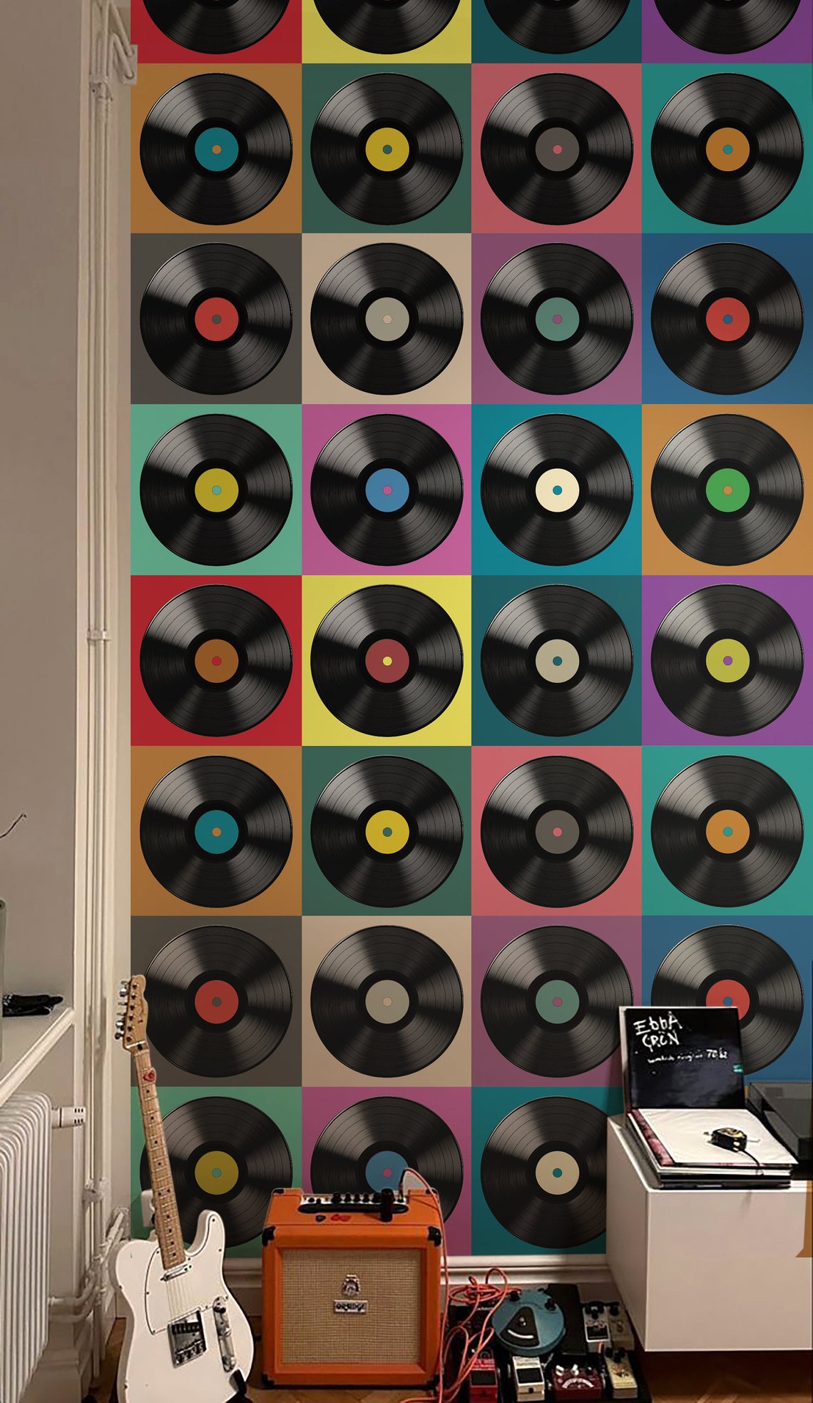 Vinyl Disk Wallpaper Vintage Vinyl Wall Decal Music Vinyl Wall Art ...