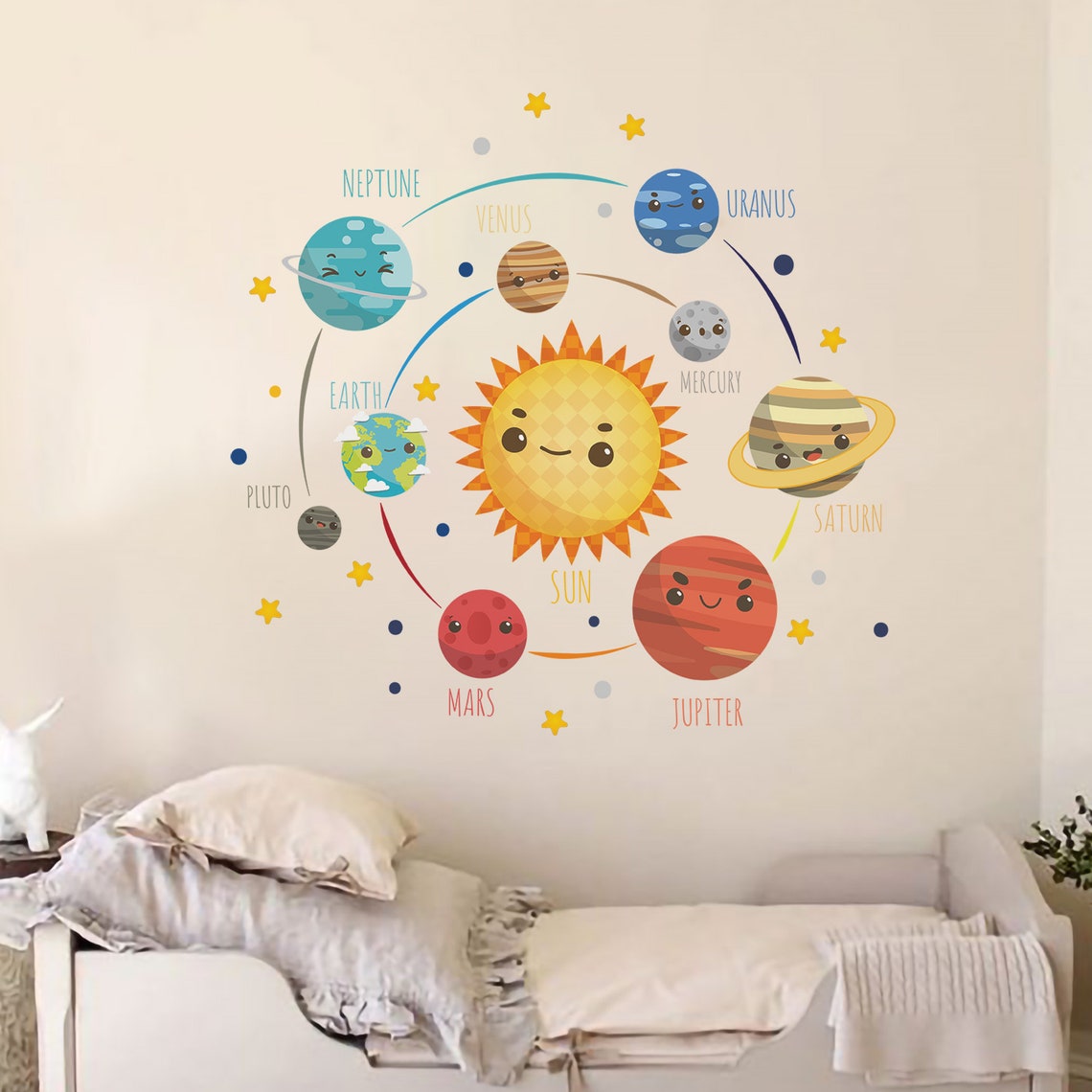Solar System Wall Decal Space Planet Wall Art Rocket Kids Bedroom Boy ...