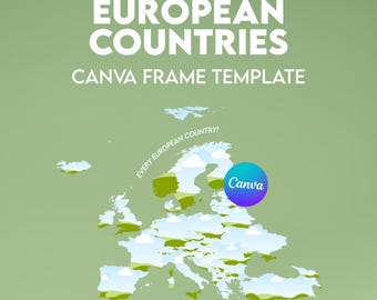 Europe Map Photo Frame Template | Canva Drag & Drop Collage | Travel ...