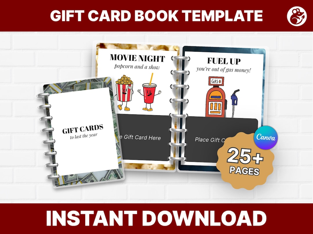 Editable Canva Gift Card Book Template | Printable Card Holder A6 ...