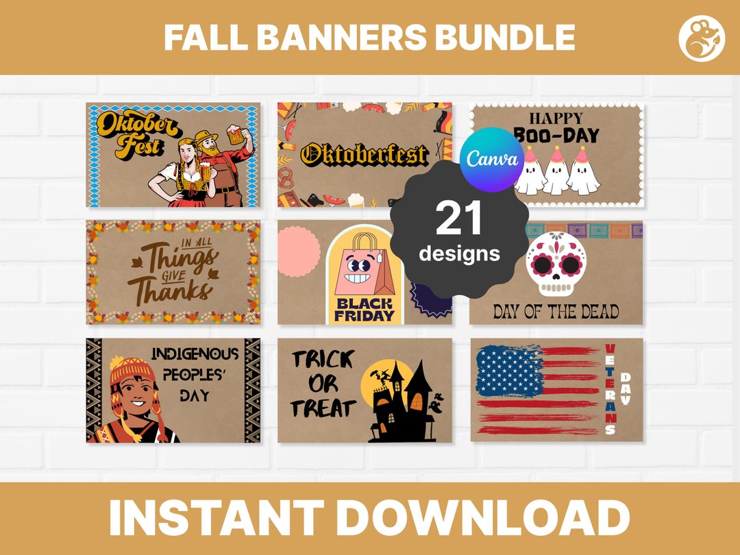 21 Editable Canva Fall Banner Template Pack for 3ft X 5ft Painted Signs ...