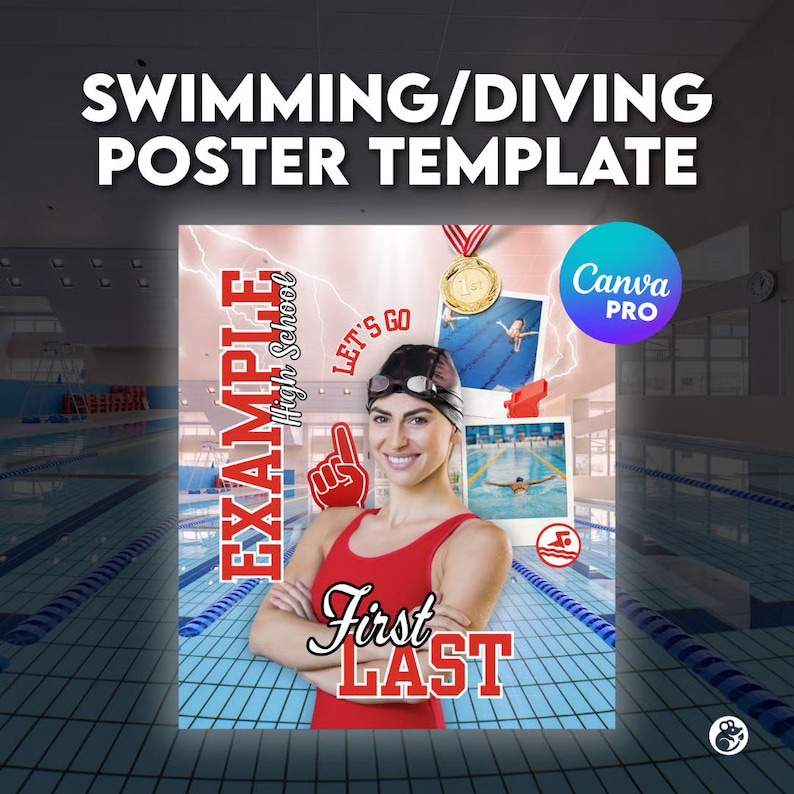Swim & Dive Poster Template | Editable Canva Senior Poster | Sports ...