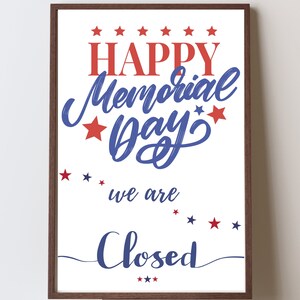 BUNDLE Memorial Day Closure Signs: Printable Signs for Retail ...