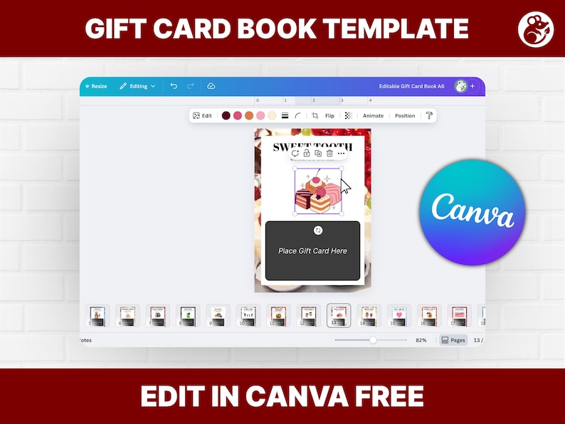 Editable Canva Gift Card Book Template | Printable Card Holder A6 ...