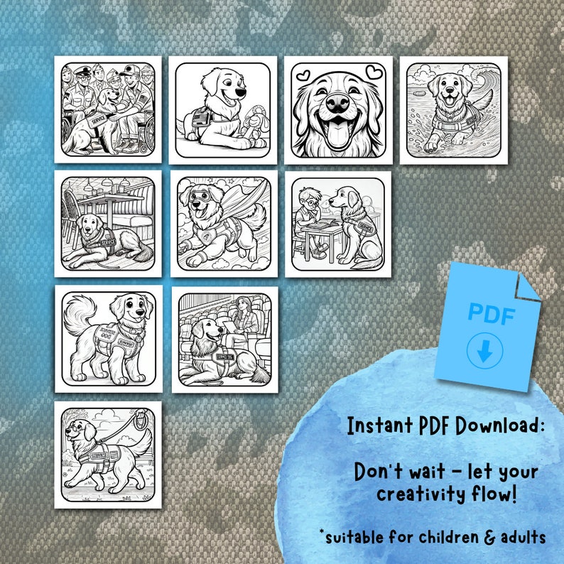 Service Dog Coloring Pages | Benji the Service Dog | Digital Download ...