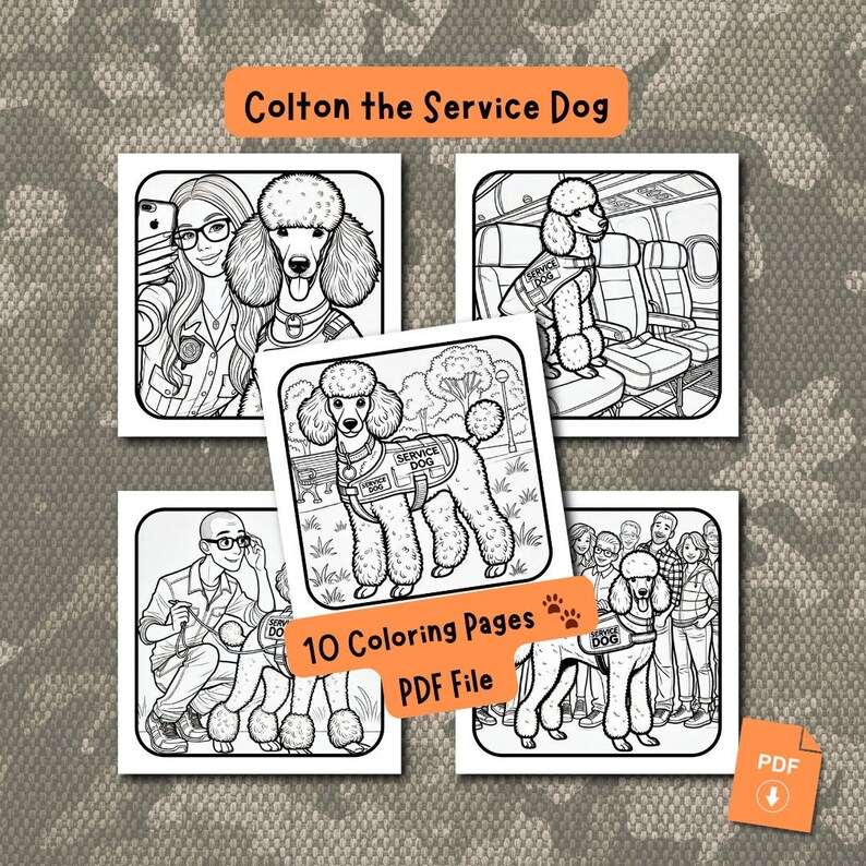 Service Dog Coloring Pages Colton the Service Dog Digital Download ...
