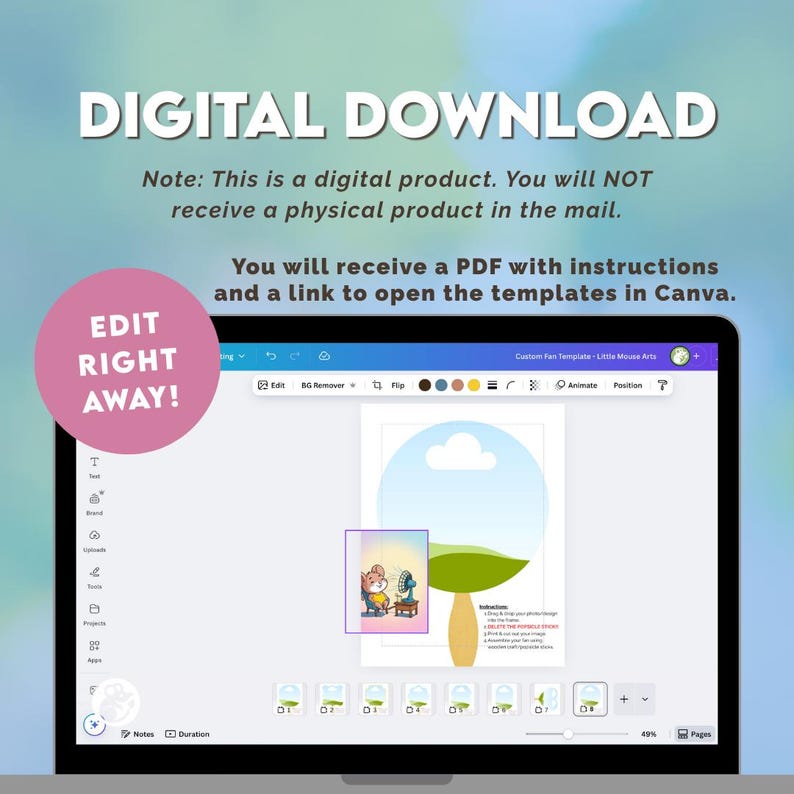 Canva Fan Templates | 8 Custom Shapes, Mockups | Editable Drag/drop ...