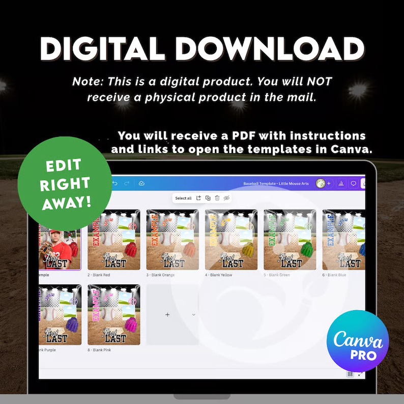 Baseball Team Poster Template | Editable Canva Senior Poster | Sports ...