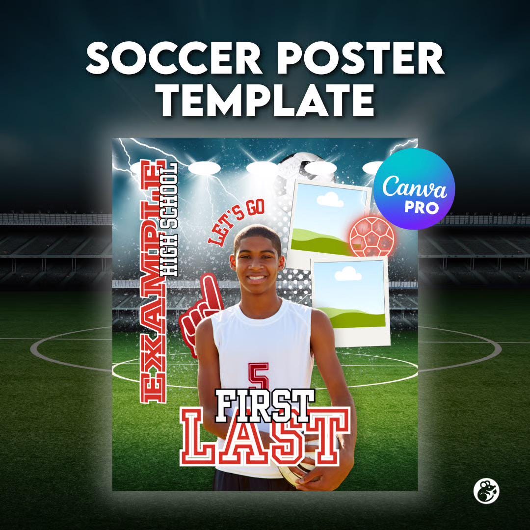 Soccer Team Poster Template | Editable Canva Senior Poster | Custom ...
