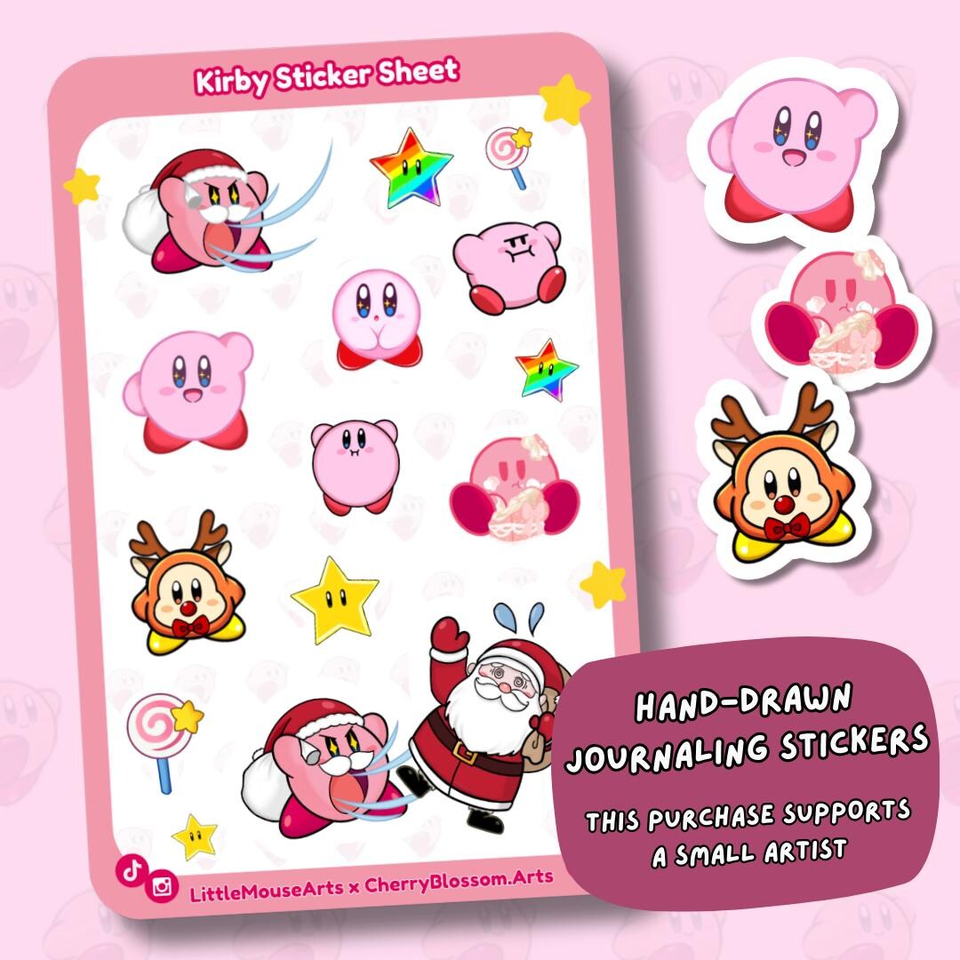 Kirby Sticker Sheet Cute Journaling Stickers for Scrapbooking, Nintendo ...