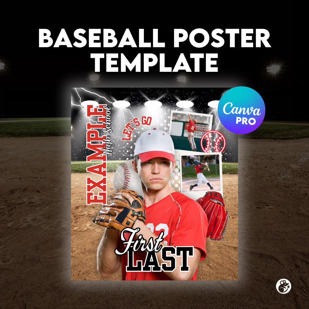 Baseball Team Poster Template | Editable Canva Senior Poster | Sports ...