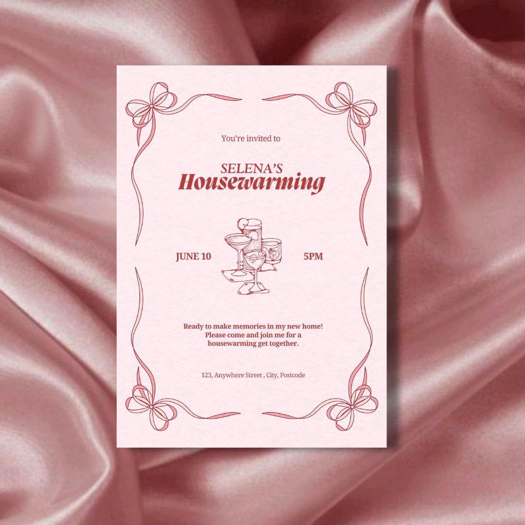 Cute Pink Housewarming Invitation Template | Canva Editable | Instant ...