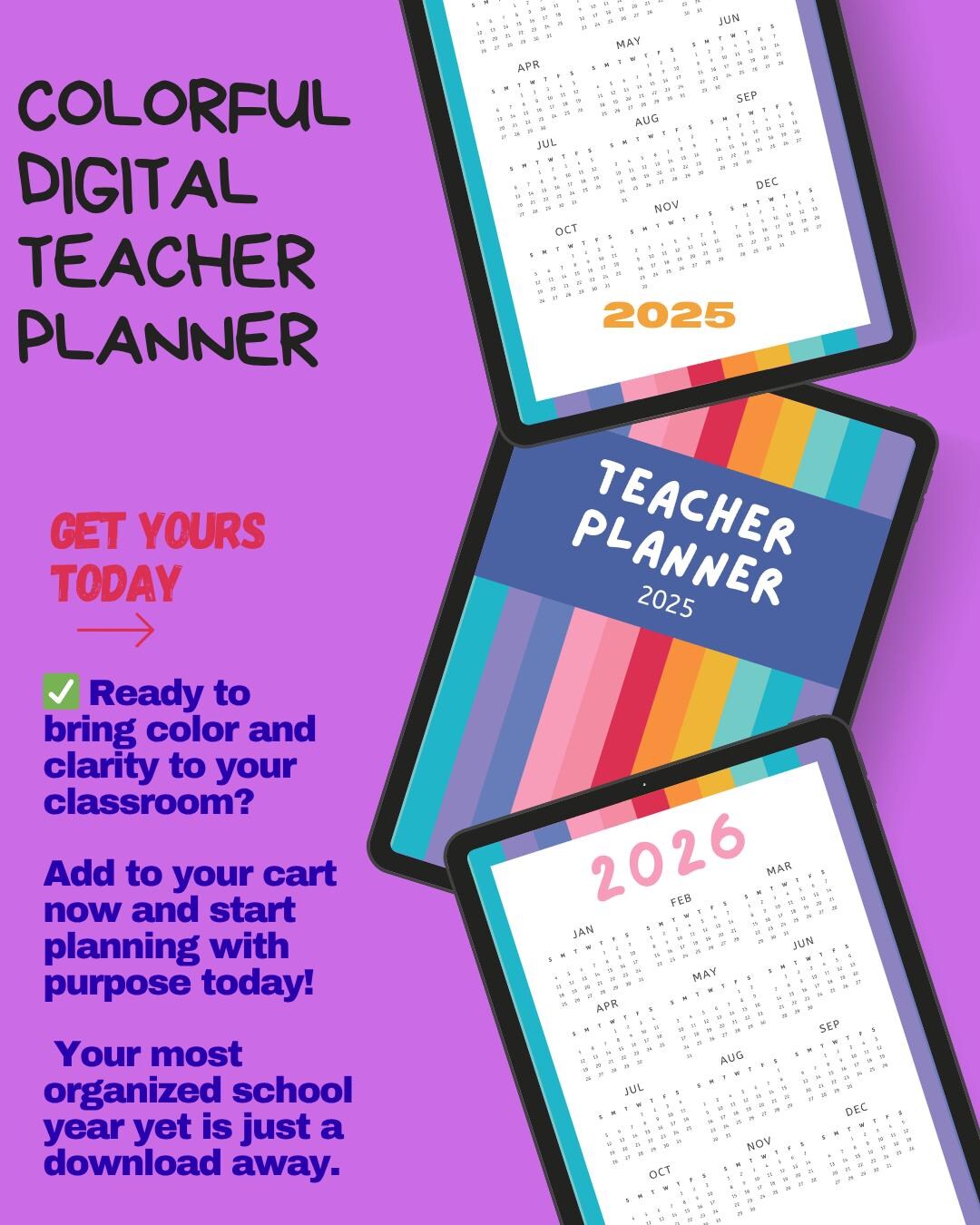 Colorful Digital Teacher Planner | Editable PDF for Goodnotes & iPad ...
