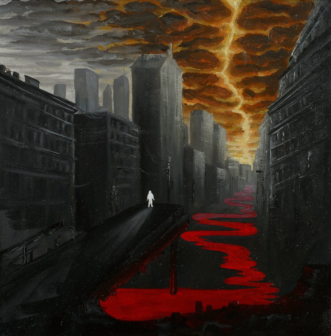 Alone in the Paradise Original Oil Painting on Canvas Apocalyptic City ...