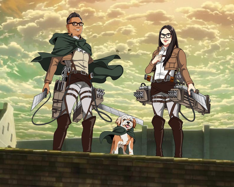 Custom Anime Portrait, Family Anime Portrait, Anime Couple Portrait ...