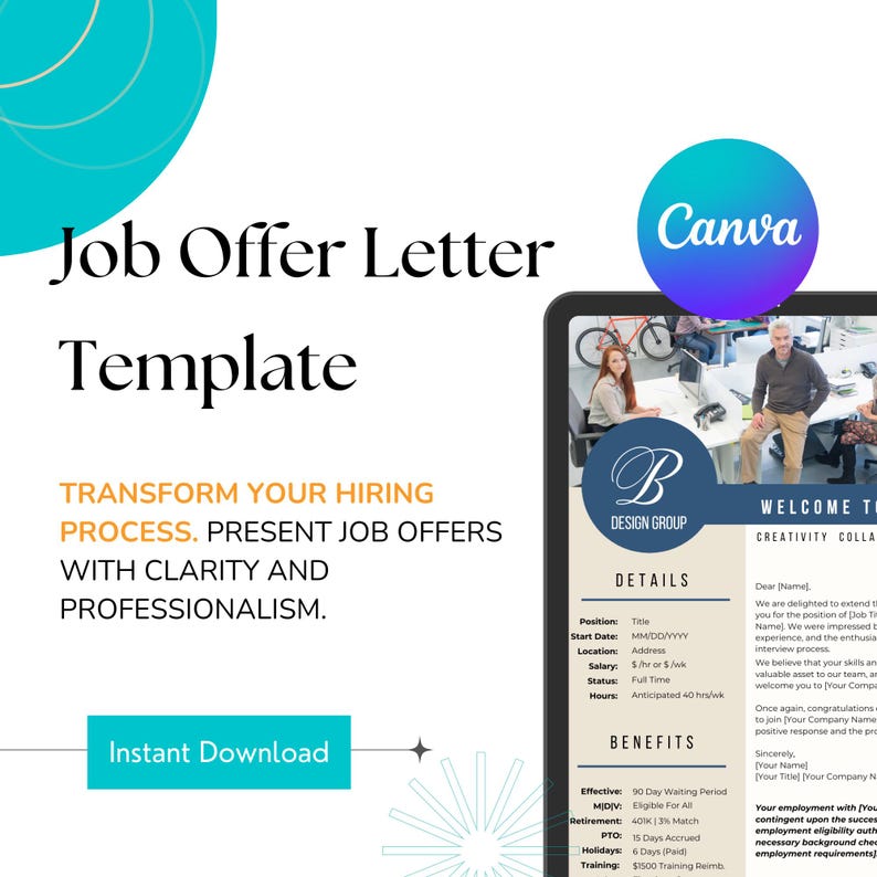 Professional Offer Letter Template | Compensation, Benefits ...
