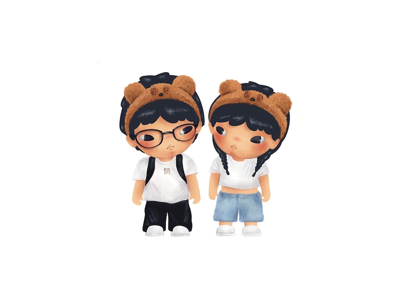 DIGITAL Cute Custom Hirono Portrait Art Illustration | Anniversary ...