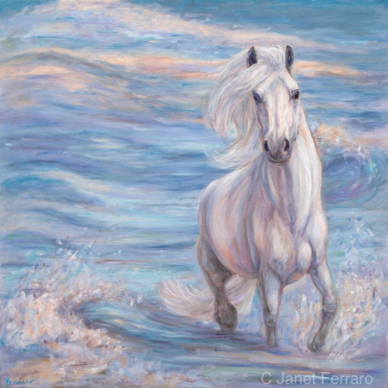Horse Art on Canvas- ' Sea Horse' by Janet Ferraro - Etsy
