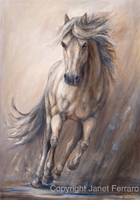 Horse on Canvas-galloping Horse Art'gallop' by Janet - Etsy
