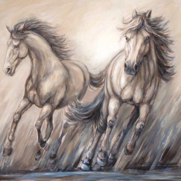 Two Horses Painting - Etsy