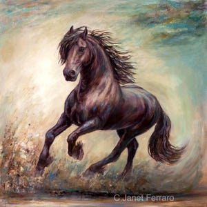 Large Canvas Horse Art-original Horse Painting-friesian Horse Art ...