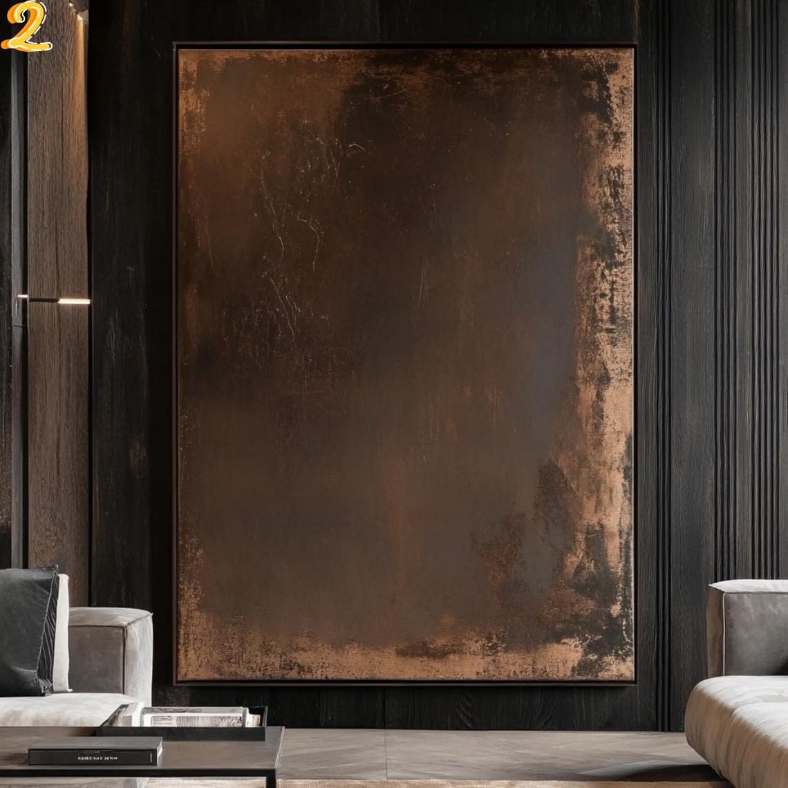 Brown Wabi-sabi Painting Dark Brown Abstract Painting Medieval Brown ...