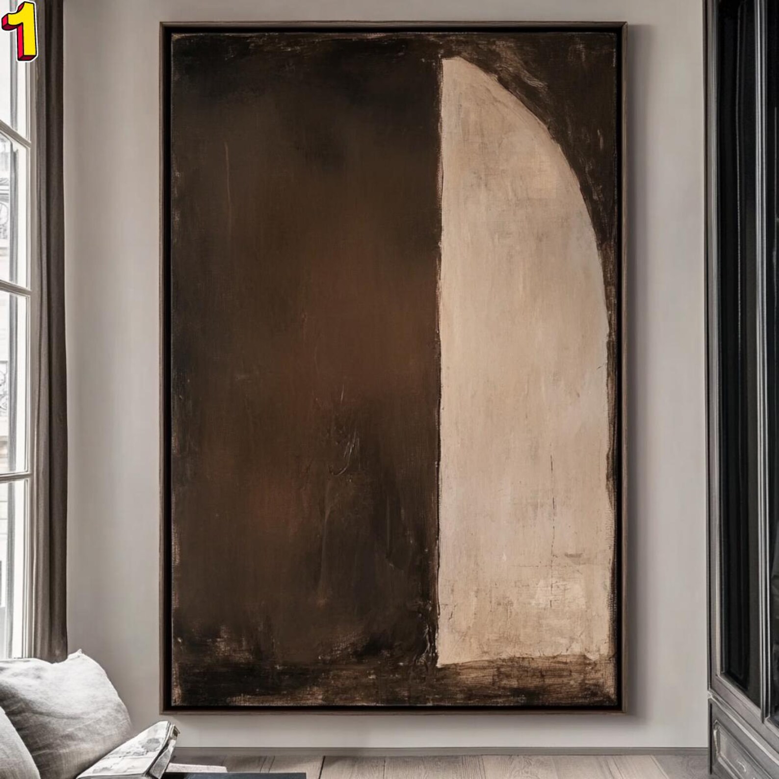 Brown Wabi-sabi Painting Dark Brown Abstract Painting Medieval Brown ...