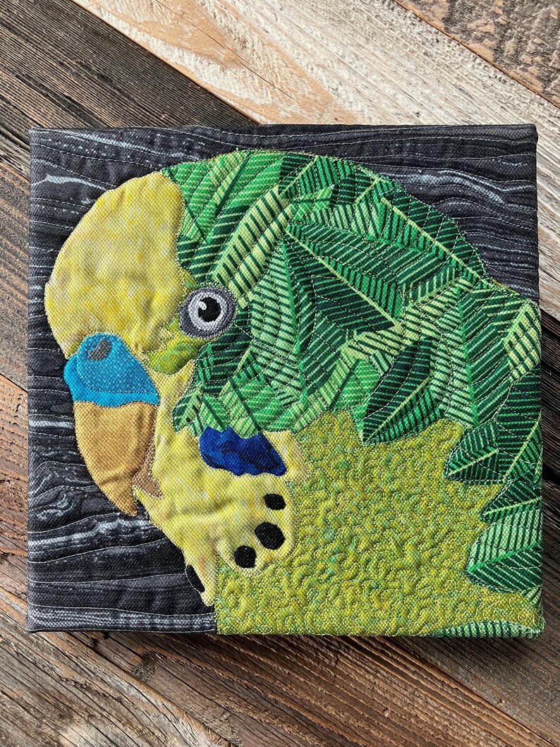 Budgie GREEN Budgerigar Wall Art Quilt Canvas PARAKEET Parrot Decor ...