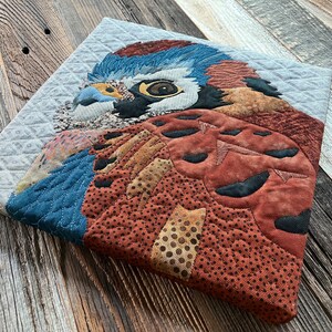 American Kestrel Wall Art Quilt Canvas FALCON Textile Fabric Decor ...