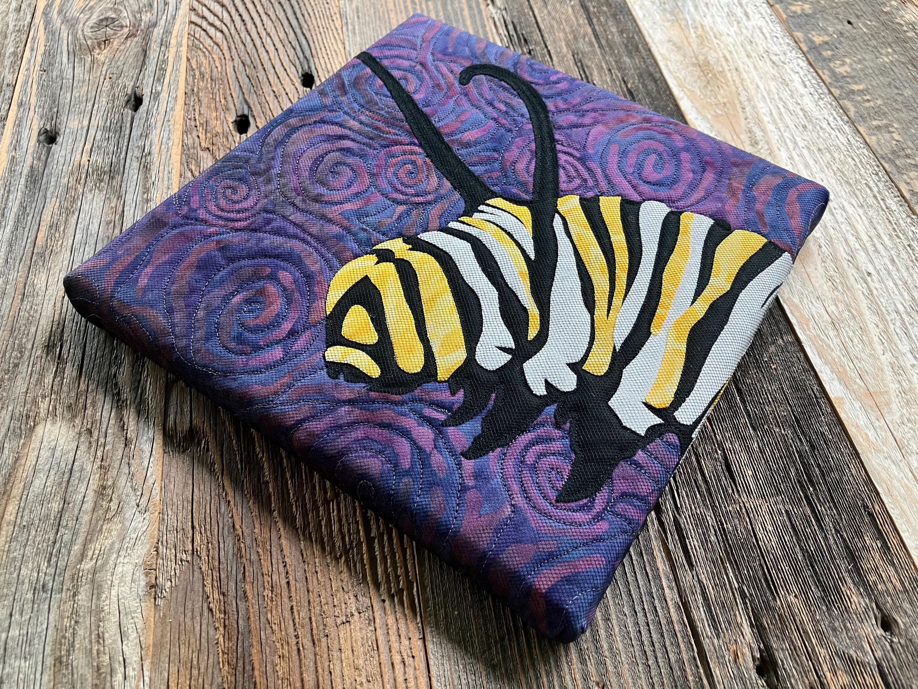Monarch Butterfly CATERPILLAR Wall Art Quilt Canvas Purple INSECT Bug ...