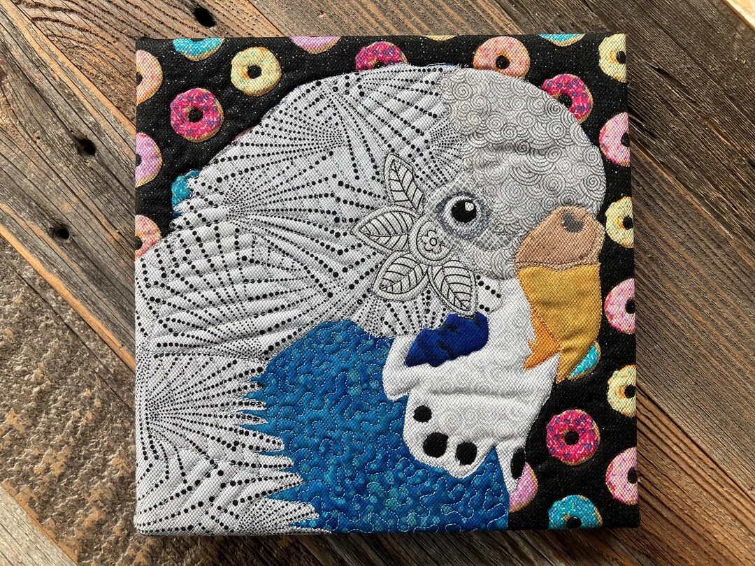Budgie Budgerigar Wall Art Quilt Canvas PARAKEET Parrot Donut Doughnut ...